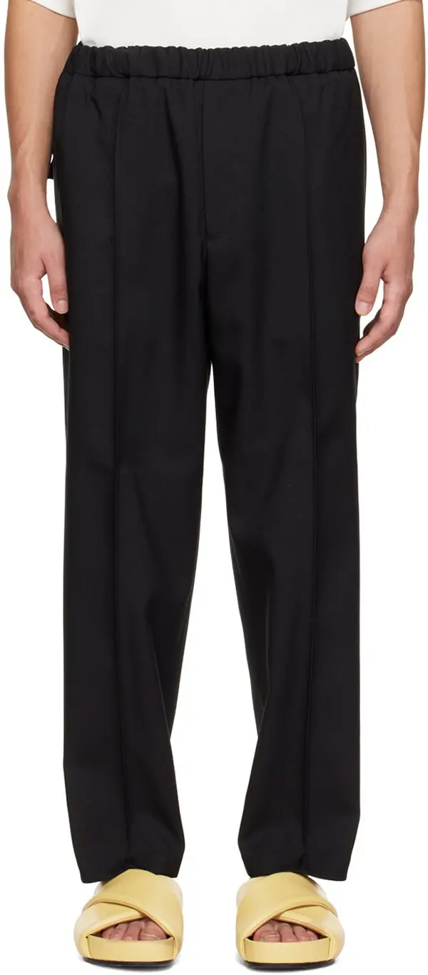 JIL SANDER Tapered Trousers With Logo Detail - Black