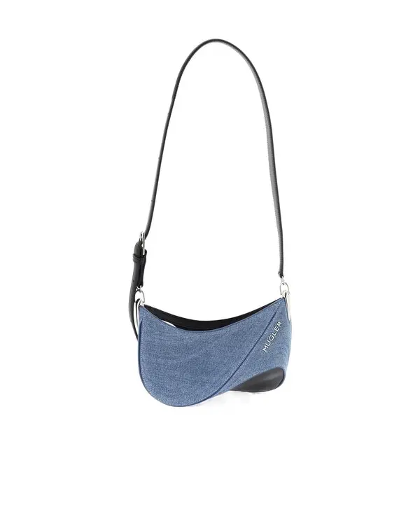 MUGLER Spiral Curve Shoulder Bag - Blue