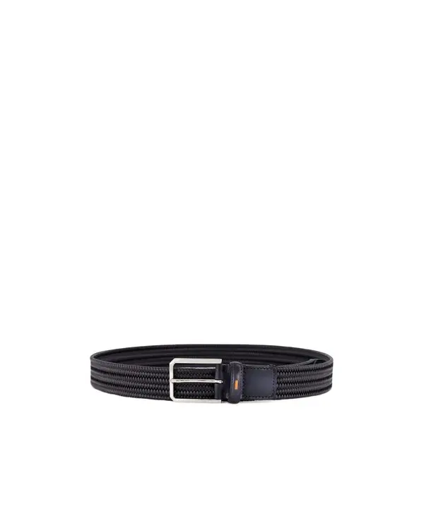 Santoni Classic Woven Buckled Belt - Black