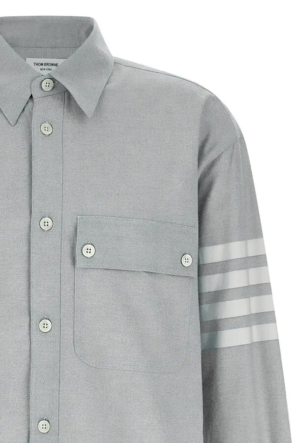 Thom Browne 4-bar Flannel Shirt - Medium Grey