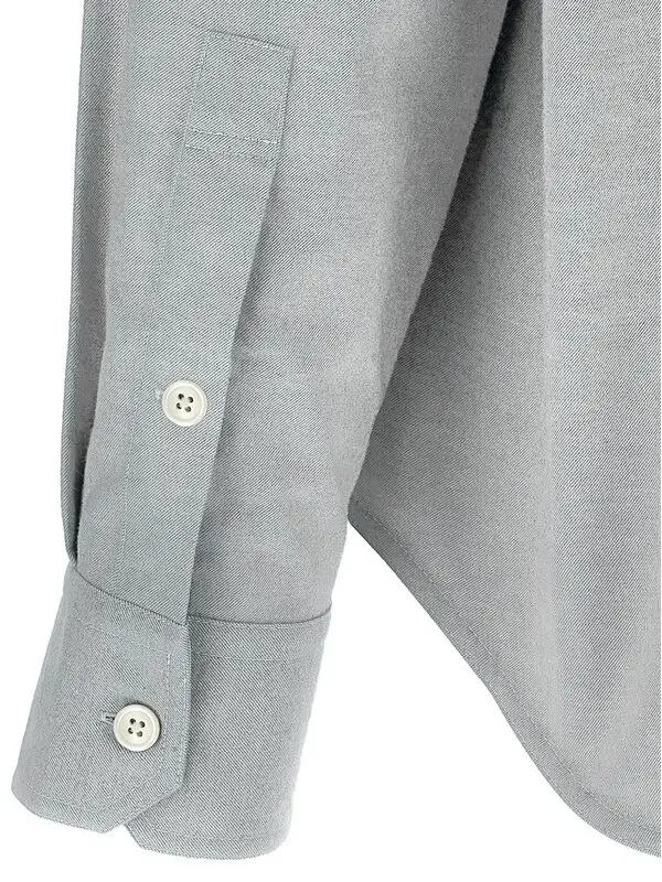Thom Browne 4-bar Flannel Shirt - Medium Grey