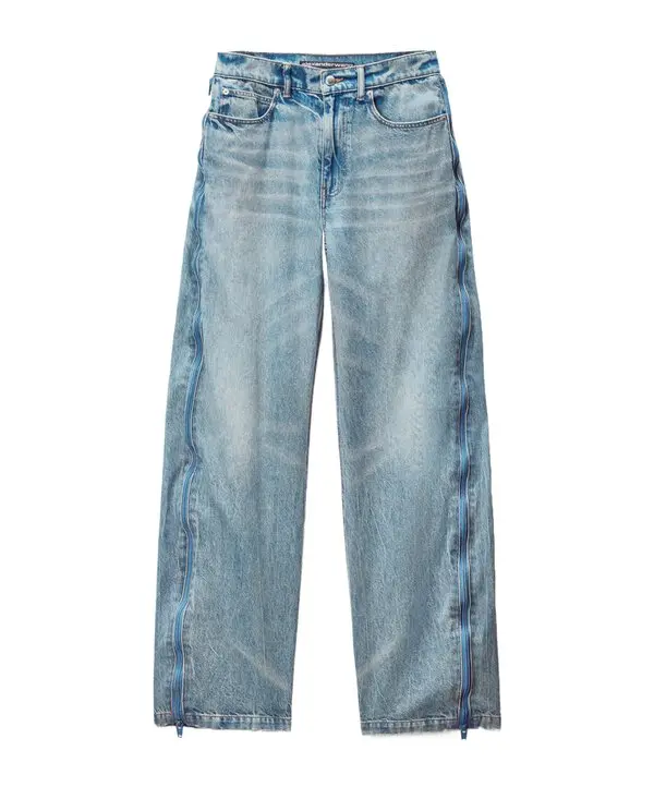 Alexander Wang Basketball Mesh Curved Zipper Jeans