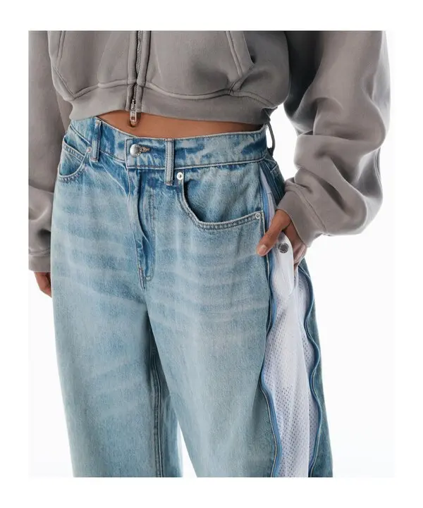 Alexander Wang Basketball Mesh Curved Zipper Jeans