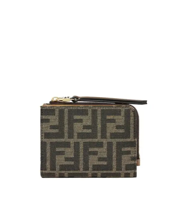 Fendi Monogrammed Zipped Small Wallet - Brown