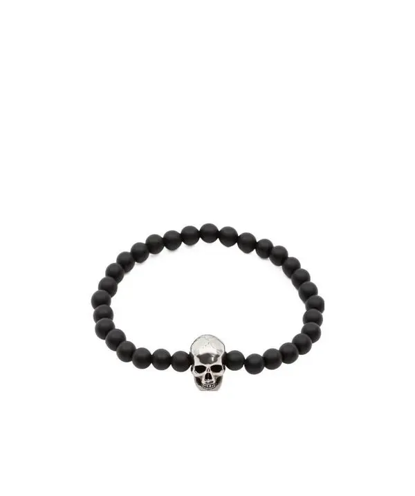 Alexander McQueen Skull Charm Bead-detailed Bracelet - Black