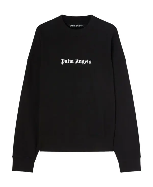 Palm Angels Logo Printed Crewneck Sweatshirt - Black