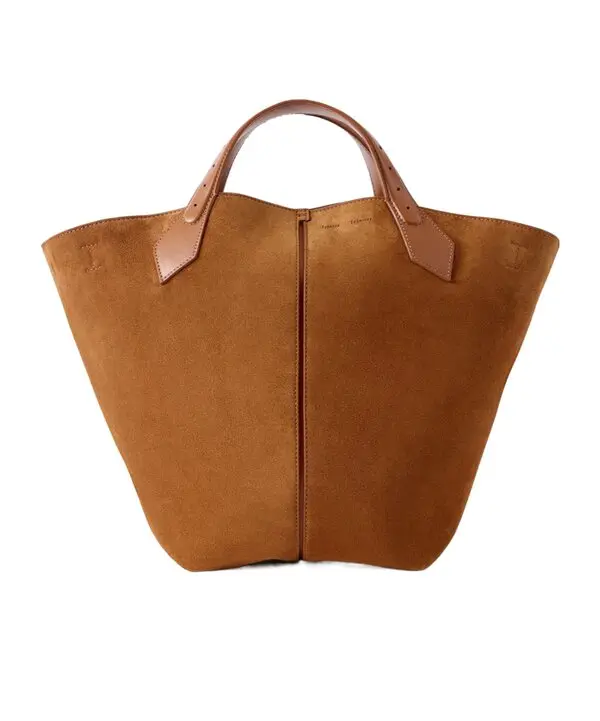 Proenza Schouler Large Suede Shoulder Bag With Leather Trim - Tan