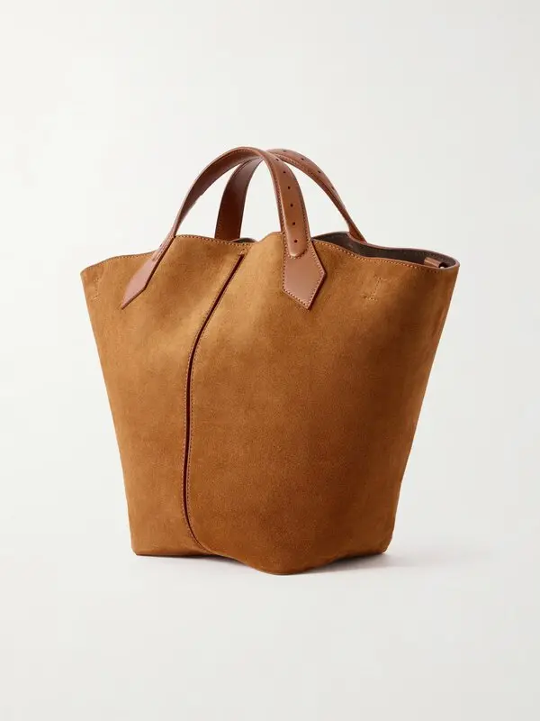 Proenza Schouler Large Suede Shoulder Bag With Leather Trim - Tan