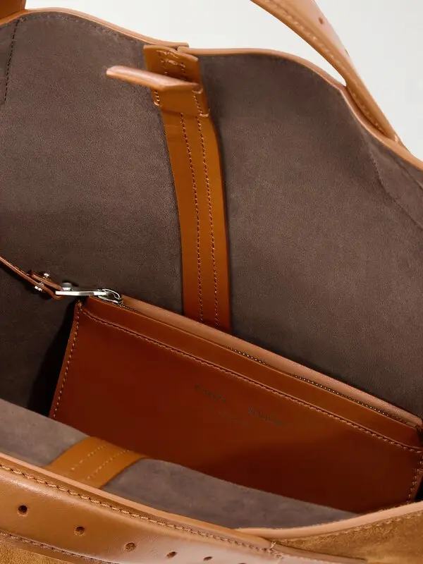 Proenza Schouler Large Suede Shoulder Bag With Leather Trim - Tan