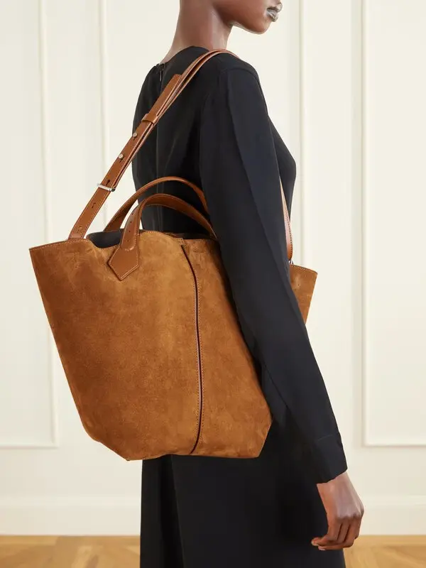 Proenza Schouler Large Suede Shoulder Bag With Leather Trim - Tan