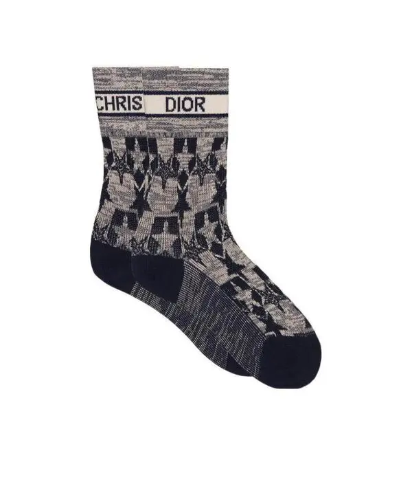 Dior Crew Socks With Pattern - Black