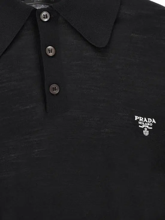 Prada Buckle Short-sleeved Polo Shirt - Black