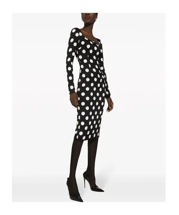 Dolce & Gabbana Polka-dot Charmuse Sheath Dress