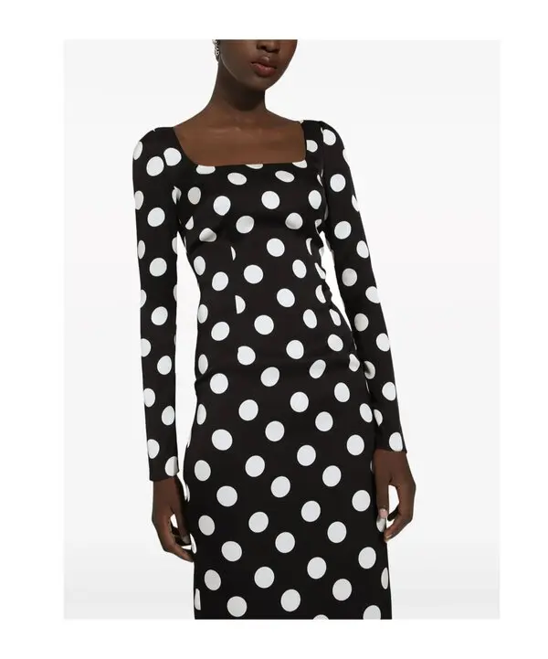 Dolce & Gabbana Polka-dot Charmuse Sheath Dress