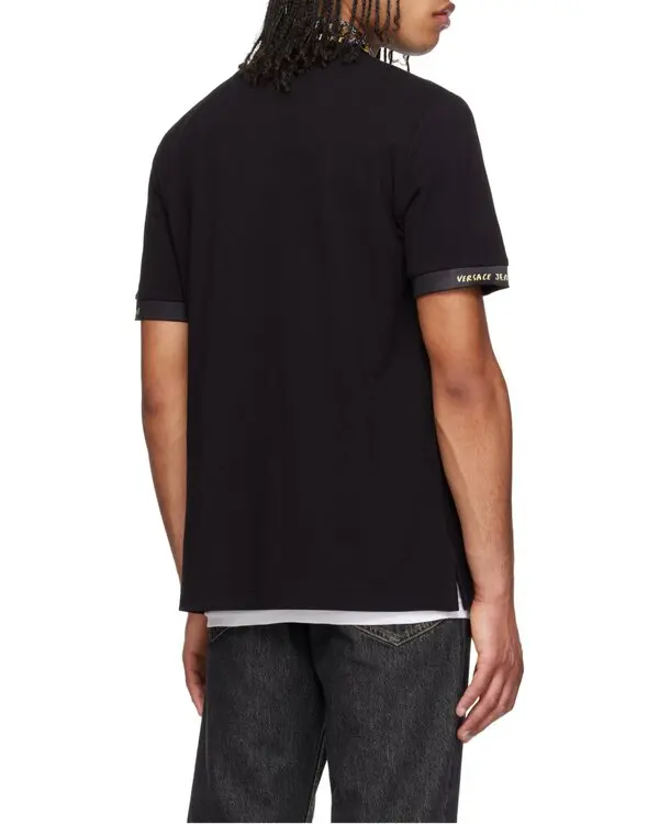 Versace Baroque Collar Polo Shirt - Black