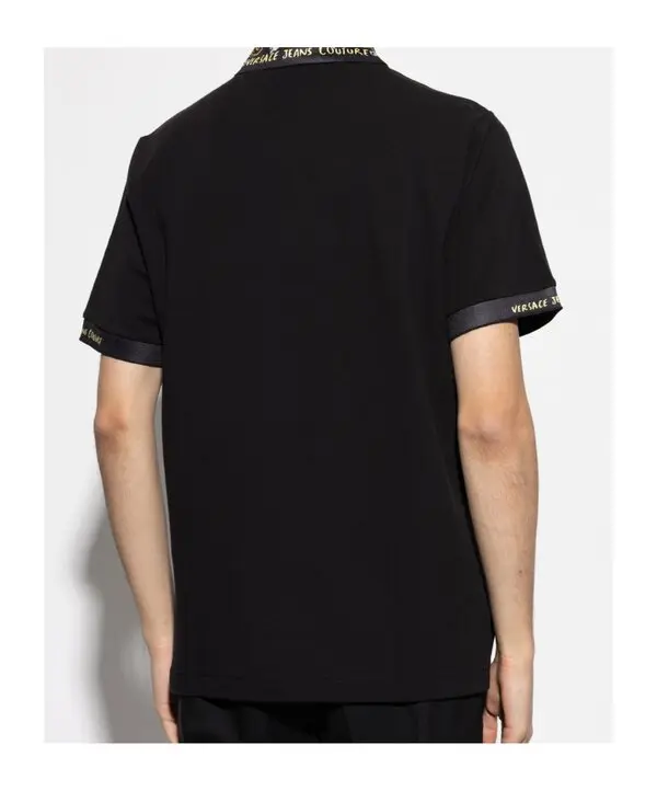 Versace Baroque Collar Polo Shirt - Black