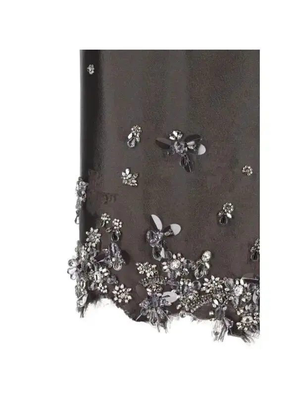 Prada Embellished Raw-cut Hem Midi Skirt - Grey