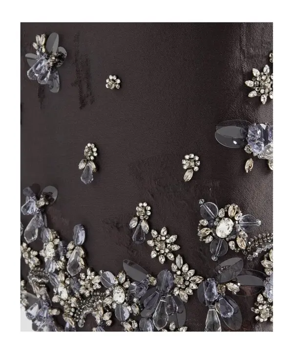Prada Embellished Raw-cut Hem Midi Skirt - Grey