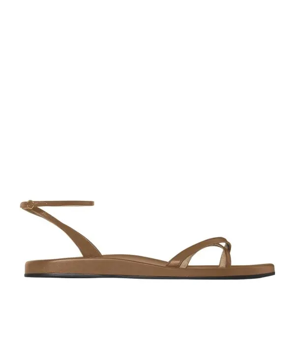 THE ROW Hugh Ankle-strap Leather Sandals - Mud