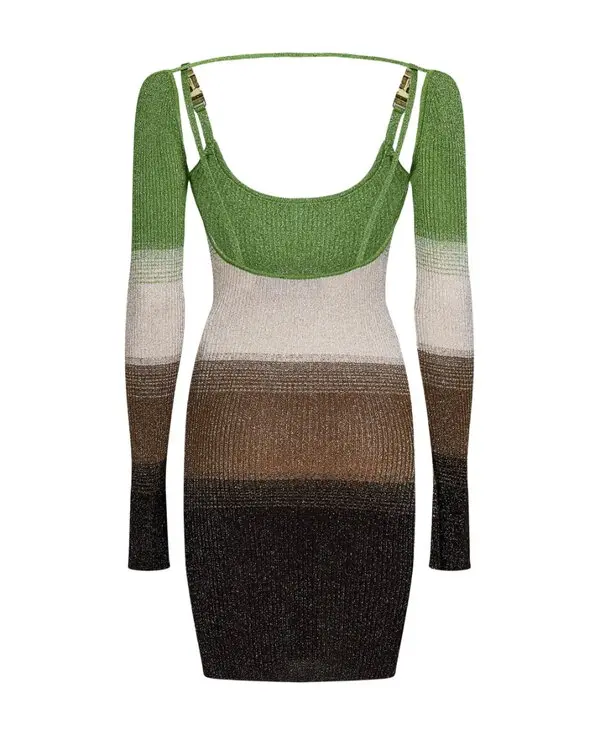 Gcds Knitted Striped Mini Dress