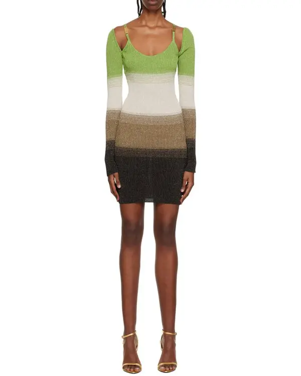 Gcds Knitted Striped Mini Dress
