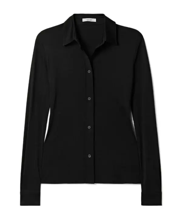 THE ROW Long Sleeve Jersey Shirt - Black