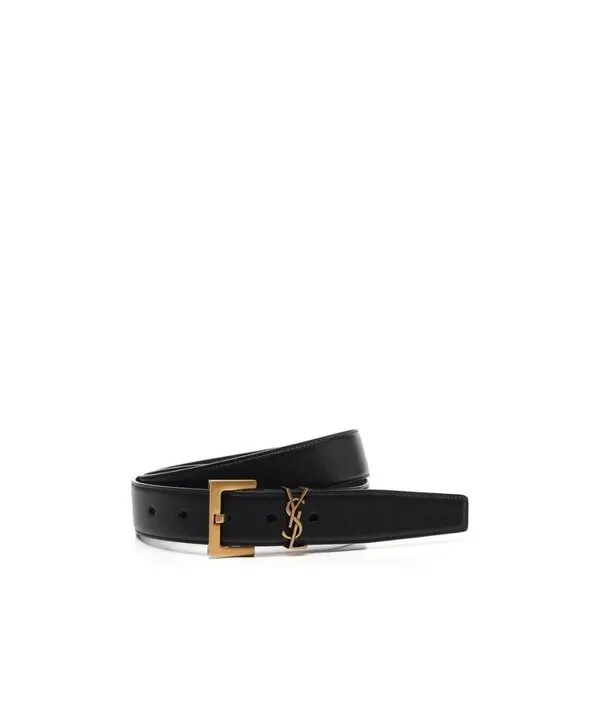 Saint Laurent Monogram Buckle Belt - Black