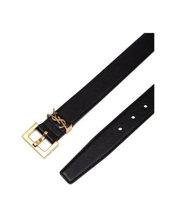 Saint Laurent Monogram Buckle Belt - Black