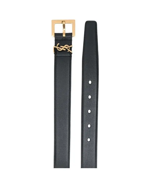 Saint Laurent Monogram Buckle Belt - Black