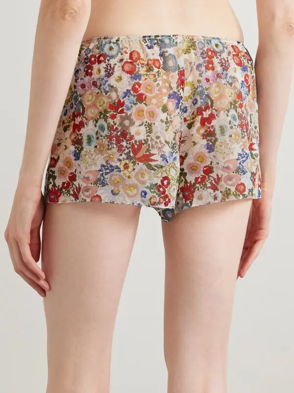 Khaite Tilly Printed Silk Chiffon Shorts