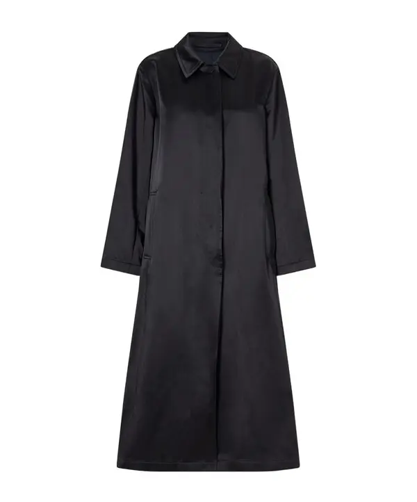 Dries Van Noten Cotton Blend Satin Coat - Black