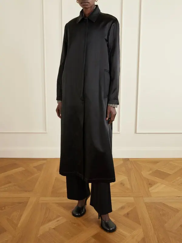Dries Van Noten Cotton Blend Satin Coat - Black