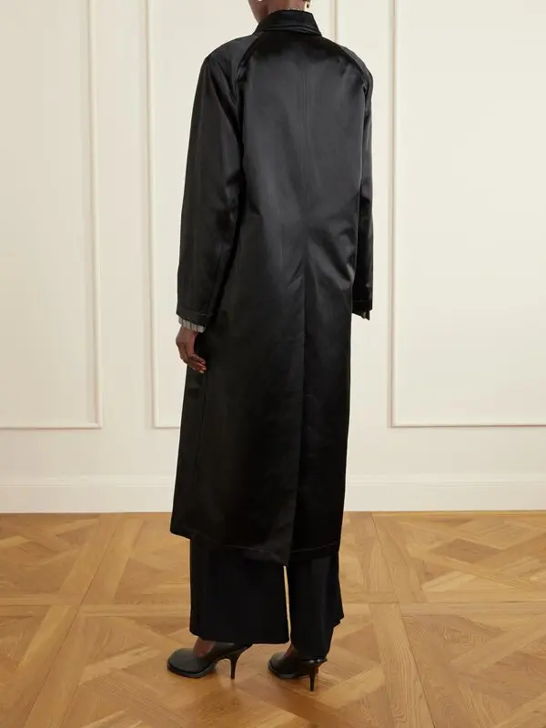 Dries Van Noten Cotton Blend Satin Coat - Black