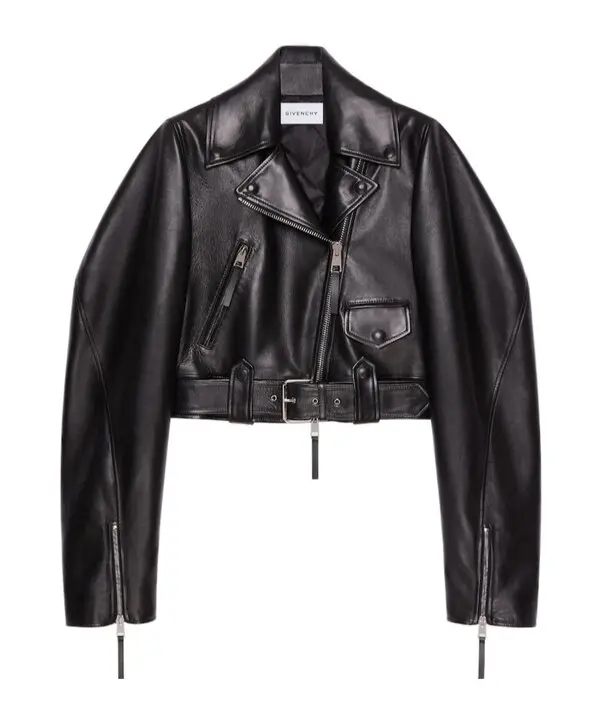 Givenchy Cropped Cocoon Biker Jacket In Leather