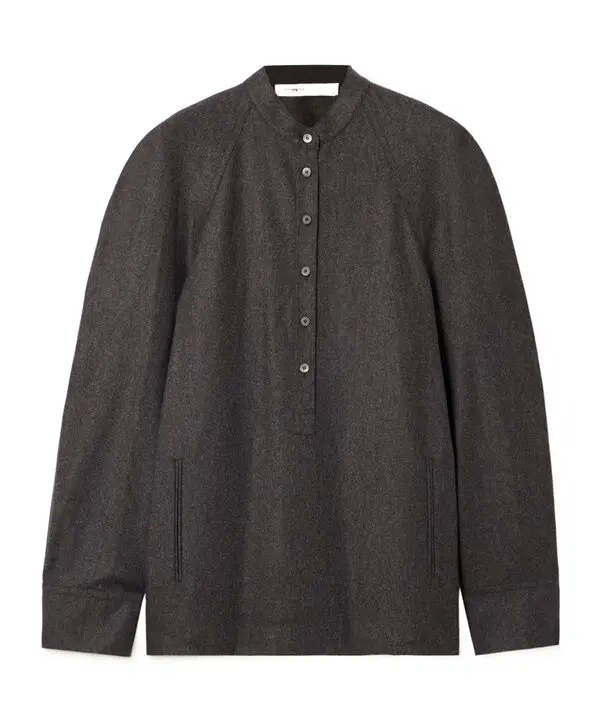 Carven Wool-felt Blouse With Mother-of-pearl Buttons