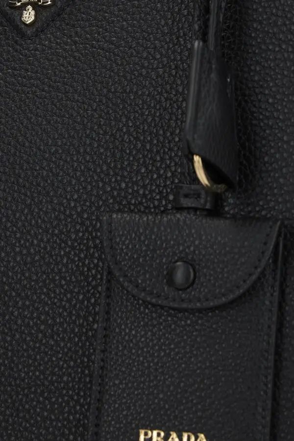 Prada Triangle Logo Top Handle Bag - Black