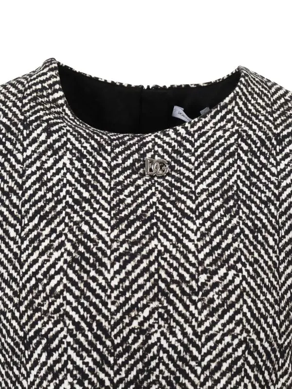 Dolce & Gabbana Long Sleeves Herringbone Dress
