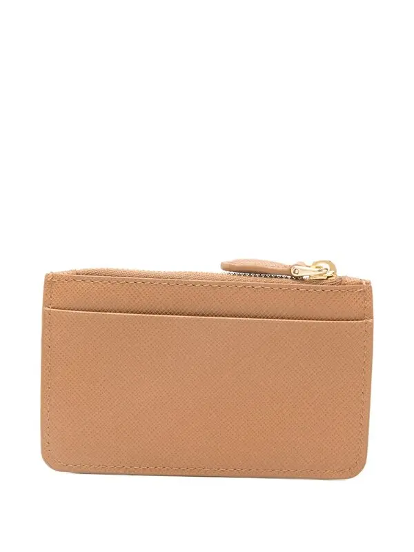 Prada Saffiano And Smooth Leather Card Holder - Brown