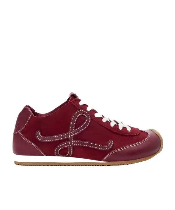 Loewe Logo Appliqué Ballet Runner Sneakers - Burgundy