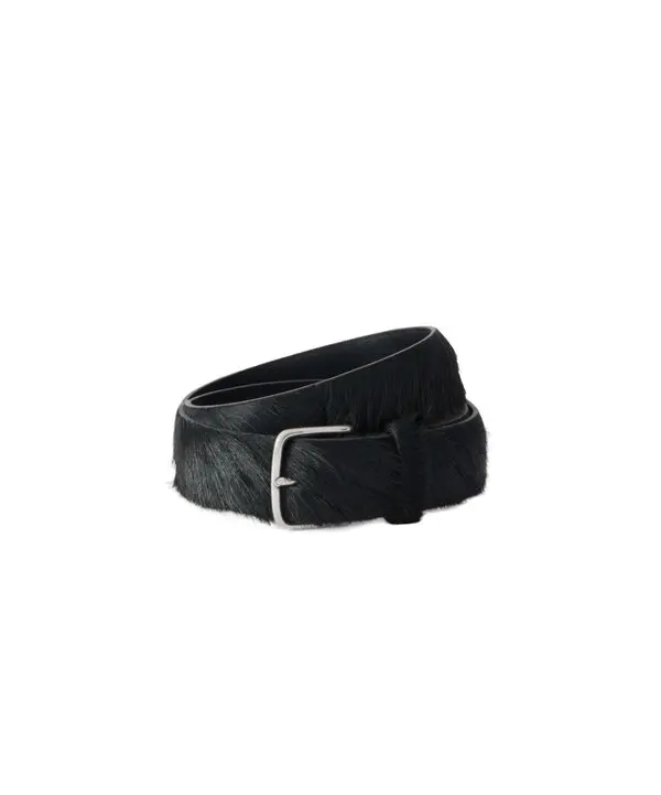 THE ROW Calf Hair And Leather Belt With Silver-tone Buckle - Black