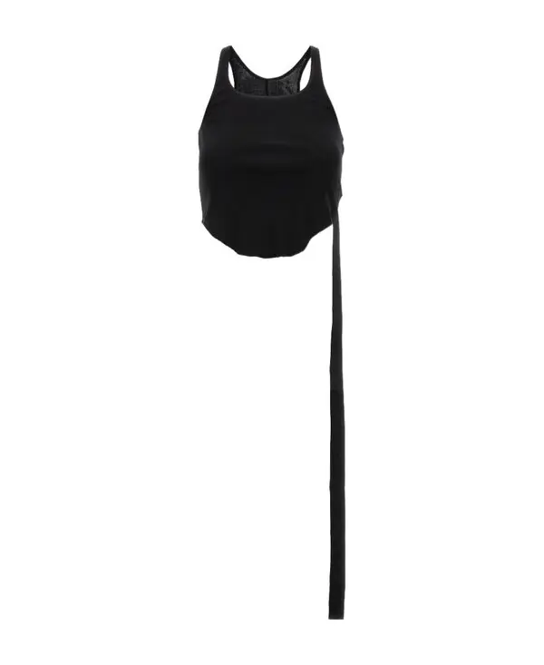 Rick Owens Asymmetrical Organic Cotton Cropped Top - Black