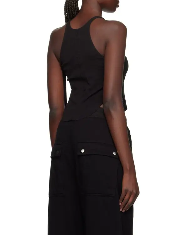 Rick Owens Asymmetrical Organic Cotton Cropped Top - Black