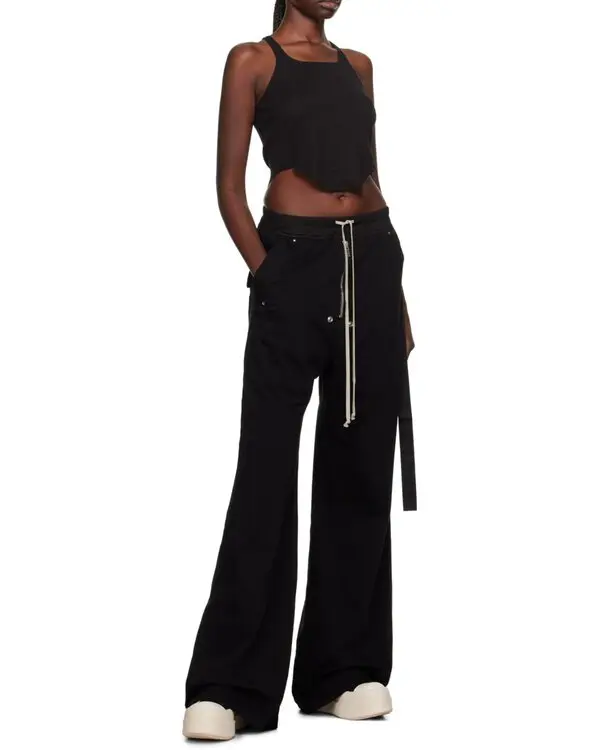 Rick Owens Asymmetrical Organic Cotton Cropped Top - Black