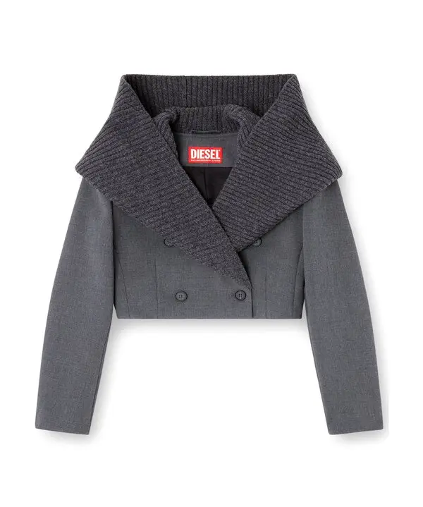 DIESEL® G-olden Button Shawl Collar Cropped Jacket