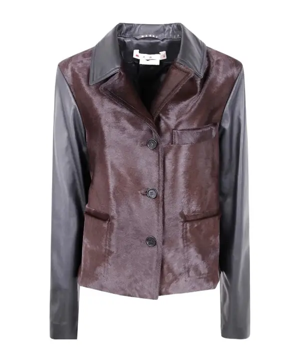 Marni Leather And Pony Hair Single-breasted Jacket