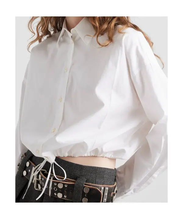 Prada Drawstring Poplin Shirt - White