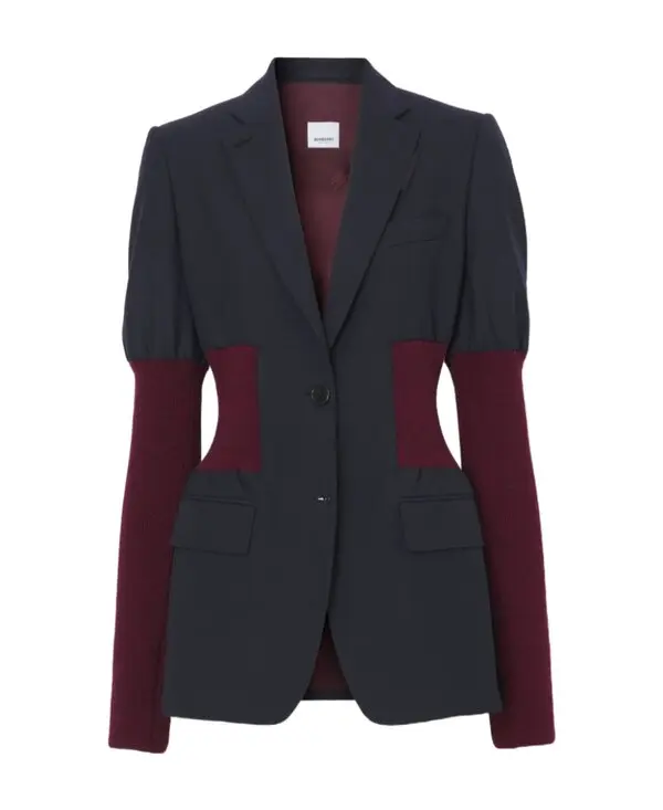Burberry Fitted Wool-paneled Jacket