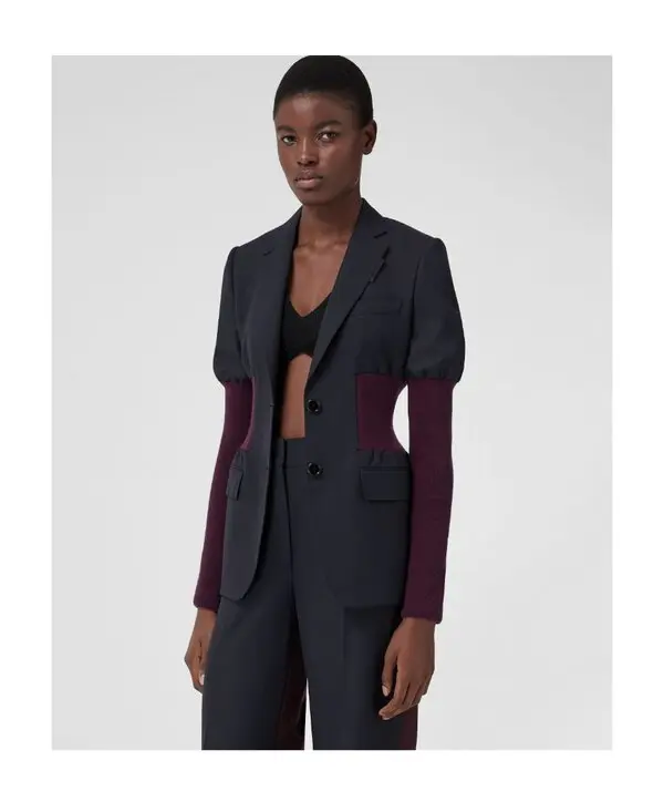 Burberry Fitted Wool-paneled Jacket