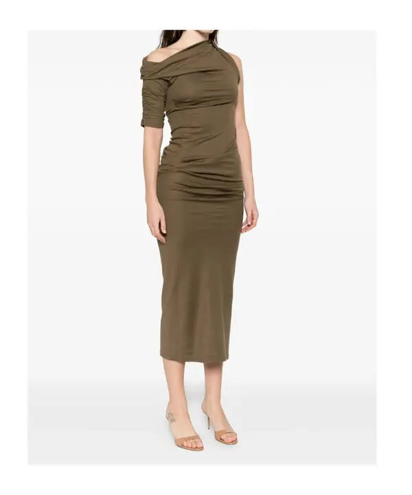 Jacquemus Draped Midi Dress With Pleated Detail