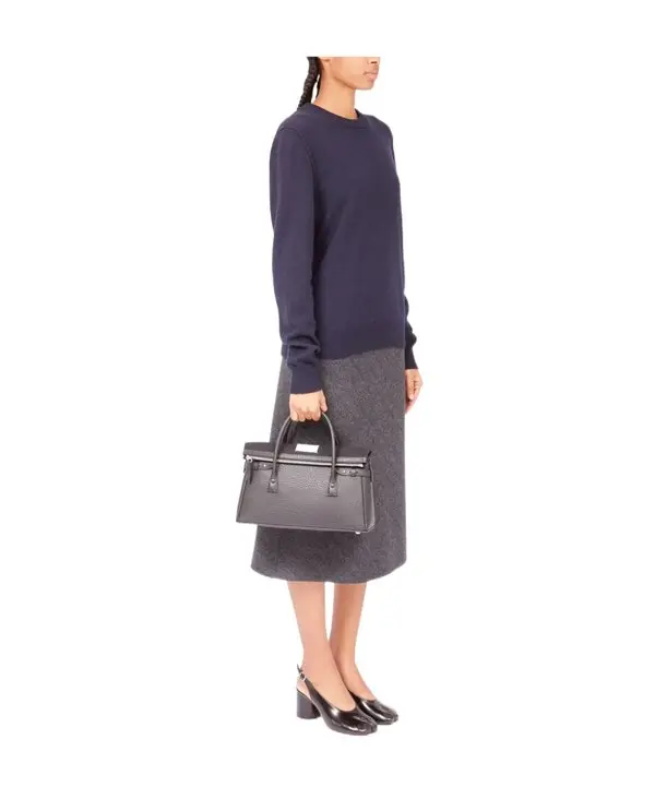 MAISON MARGIELA Logo Plaque Top Handle Tote Bag - Black